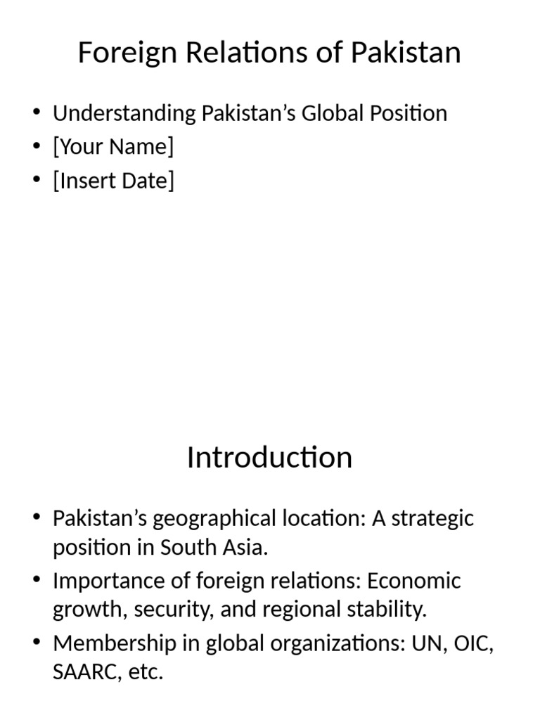 Foreign Relations of Pakistan | PDF | Pakistan | Diplomacy