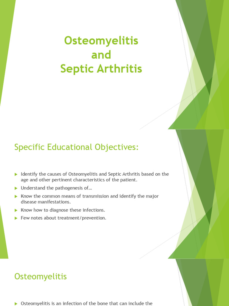 Osteomyelitis and Septic Arthritis Guide | PDF | Methicillin Resistant ...