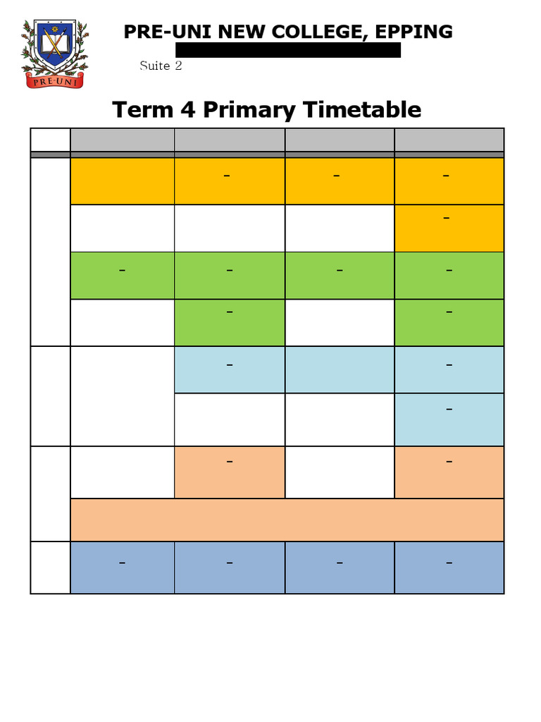 Term4 Timetable | PDF