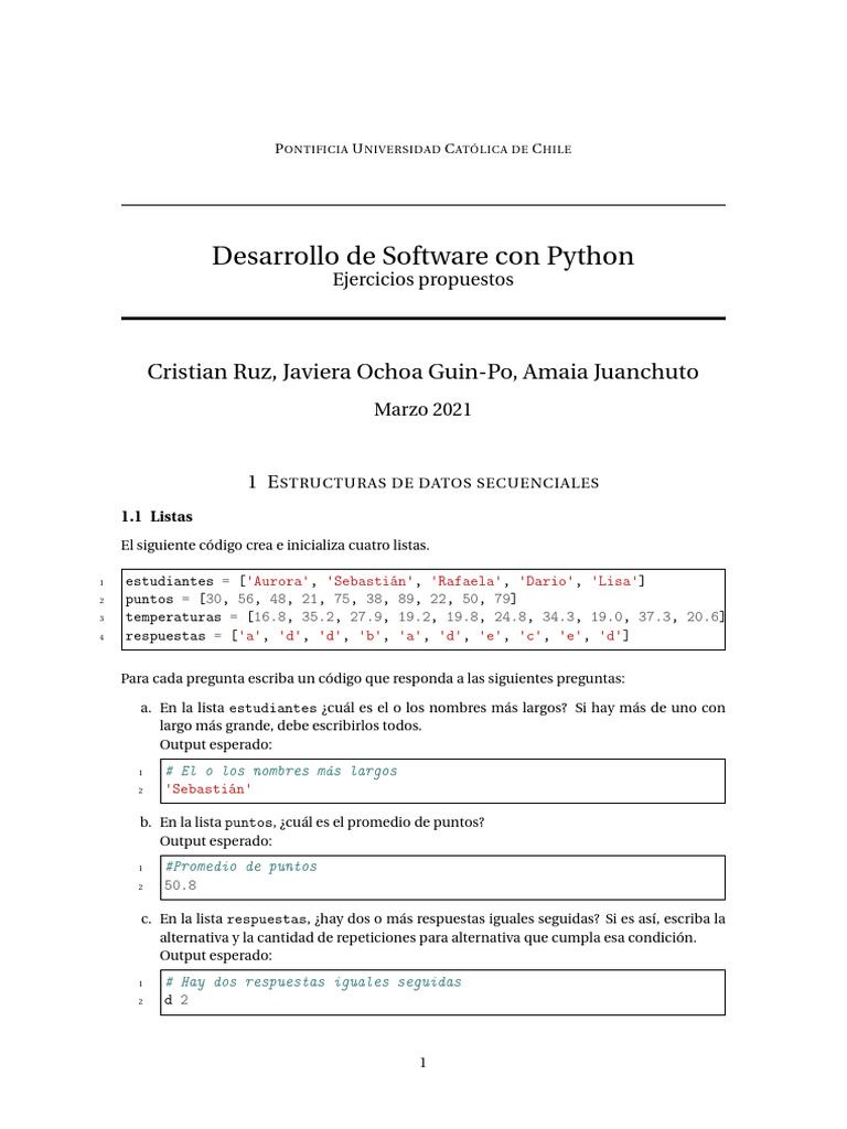 Ejercicios de Python: Estructuras de Datos | PDF | Ingeniería de Sistemas | Informática