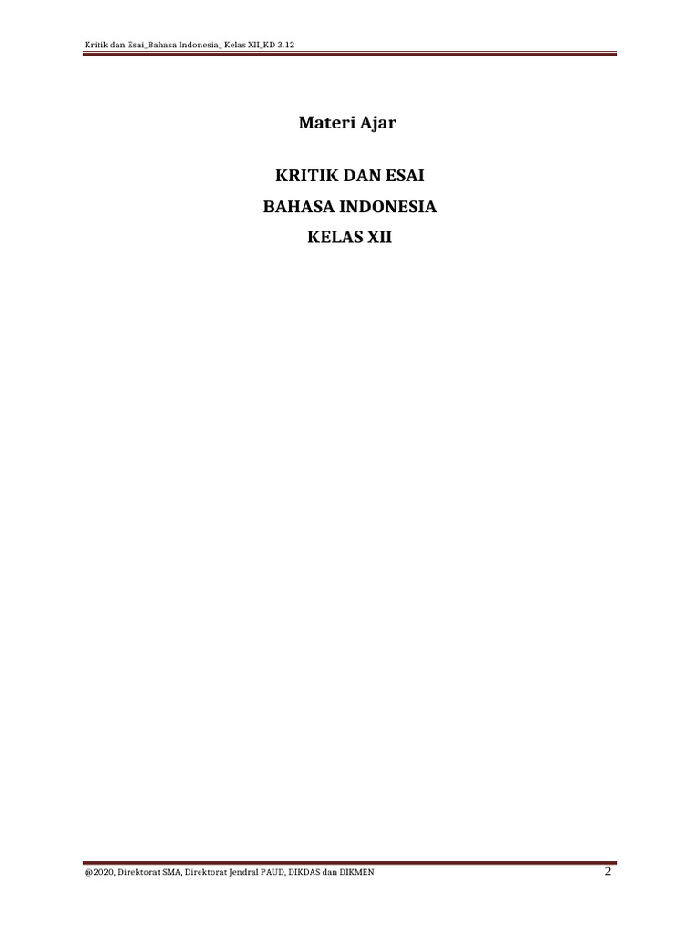 Panduan Kritik dan Esai Kelas XII | PDF