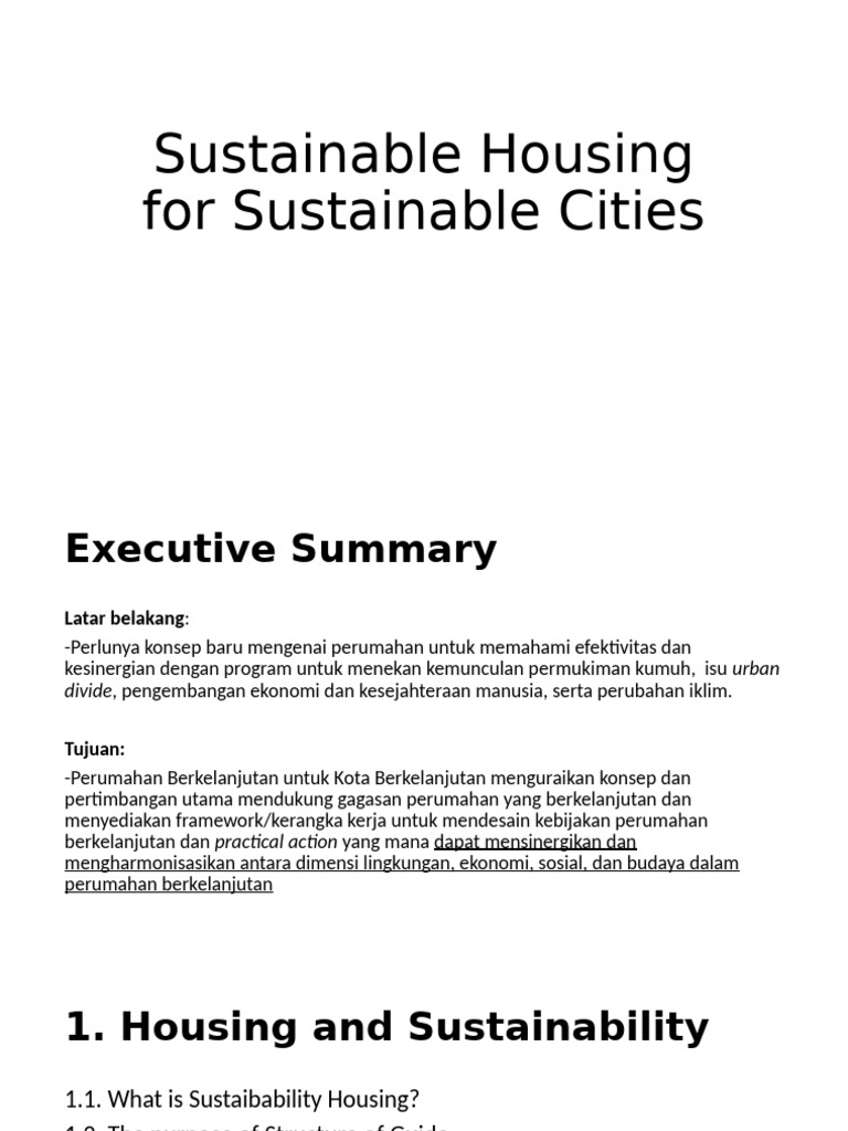 Sustainable Housing for Sustainable Cities | PDF