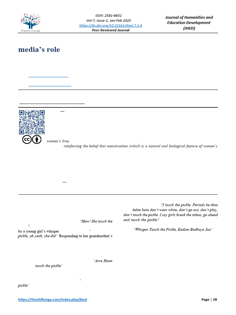 Exploring Menstrual T.V. Advertisements: Unravelling Media's Role in Perpetuating Women ...