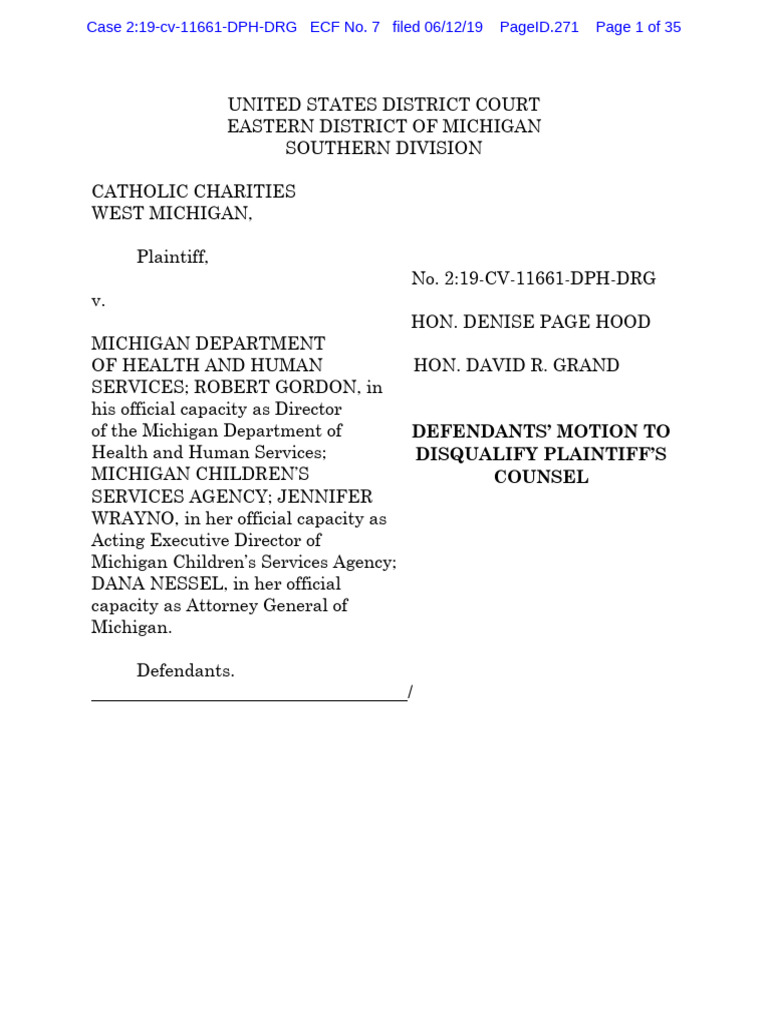 07 Defenants Motion To Disqualify | PDF | Lawsuit | Consent Decree
