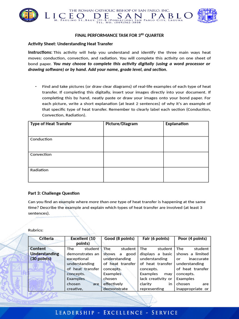 Final Performance Task For 3RD Quarter | PDF | Heat Transfer | Heat