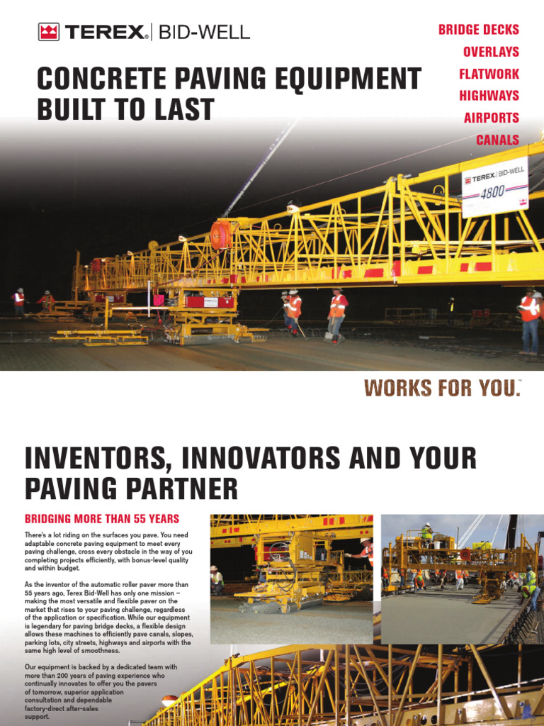 Terex BidWell Concrete Paving Equipment Built To Last | PDF | Concrete ...