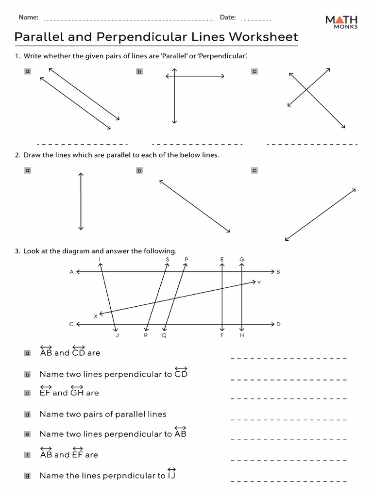 Parallel and Perpendicular Lines Worksheet | PDF