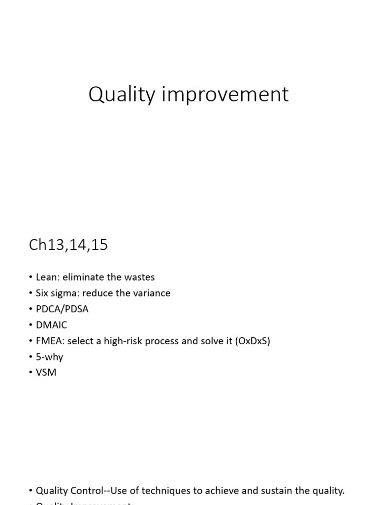 CH 5 Quality Improvement | PDF | Lean Manufacturing | Six Sigma