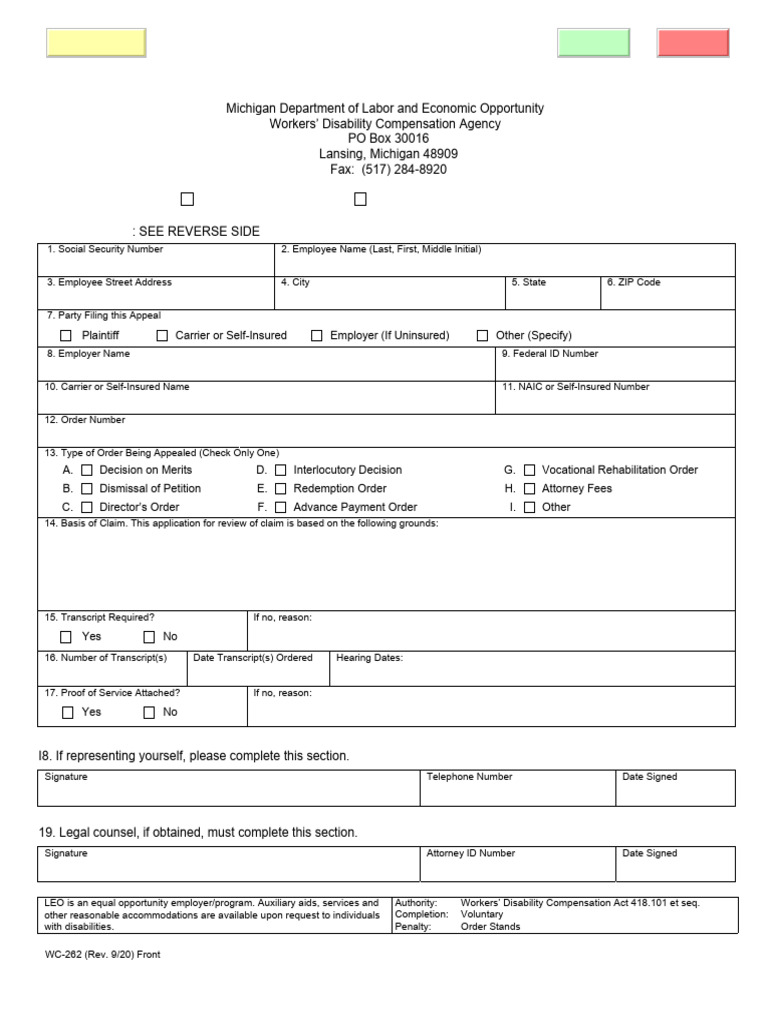 Michigan Workers' Claim Review Form | PDF | Employment | Social ...