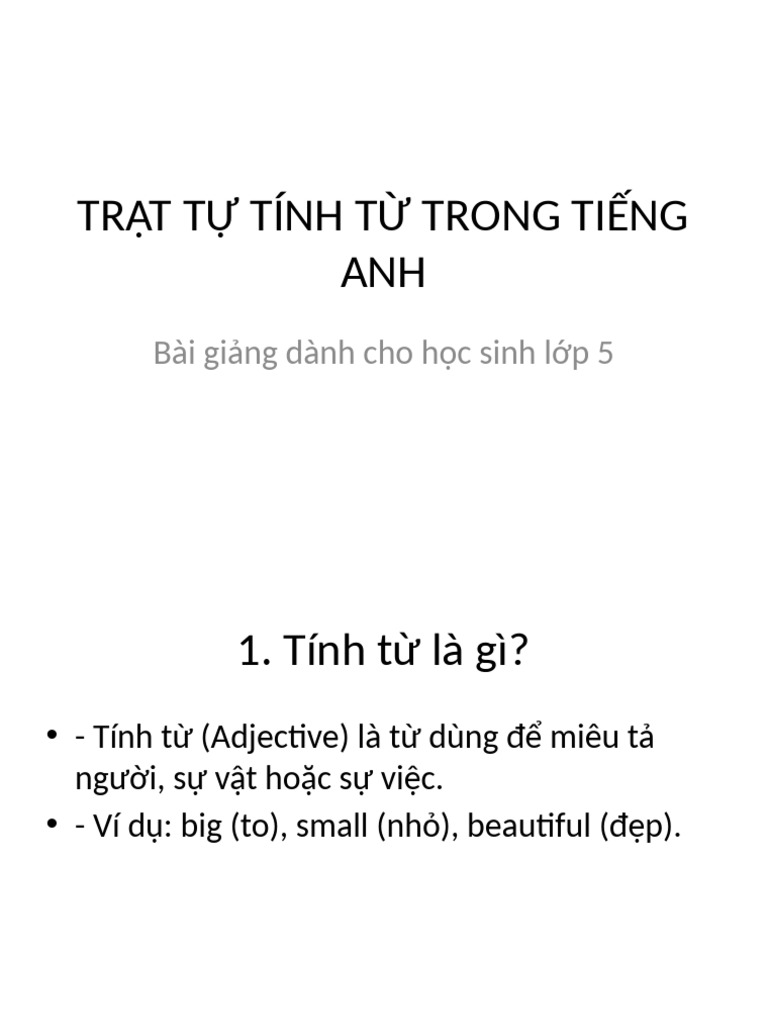 Trat Tu Tinh Tu TA | PDF