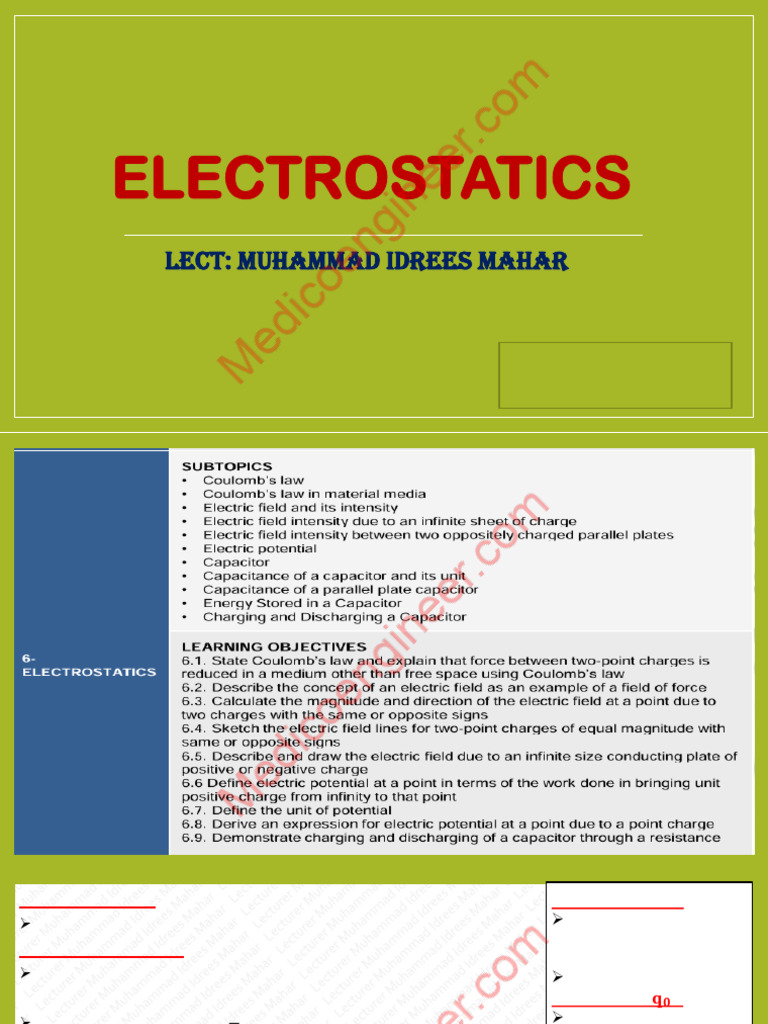 Sum Electrostatics Short Notes 1 | PDF | Capacitor | Capacitance