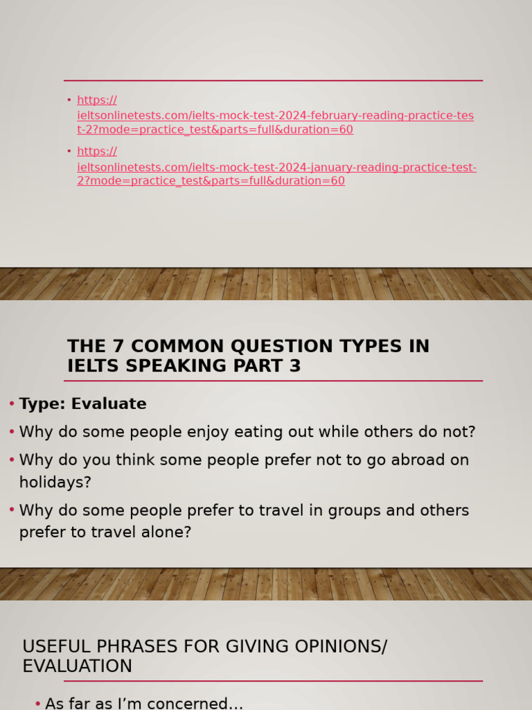 IELTS SPEAKING PART 3 Question Types | PDF