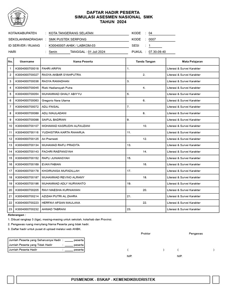 Asesmen Nasional - DH1 | PDF