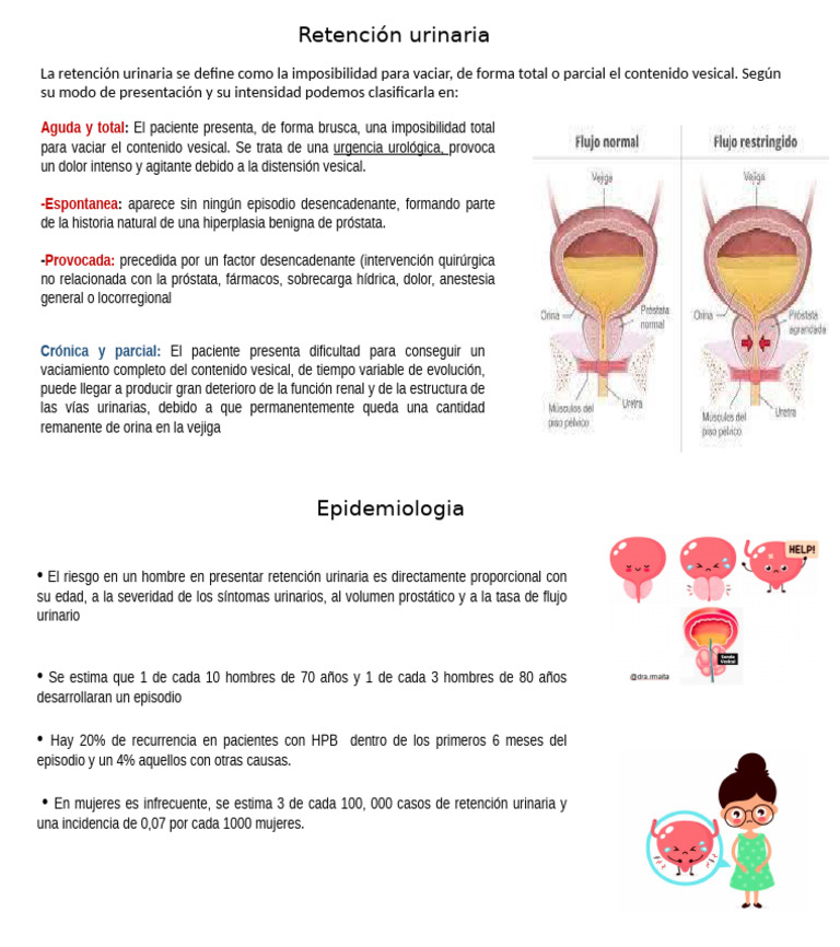 Retención Urinaria: Tipos y Epidemiología | PDF