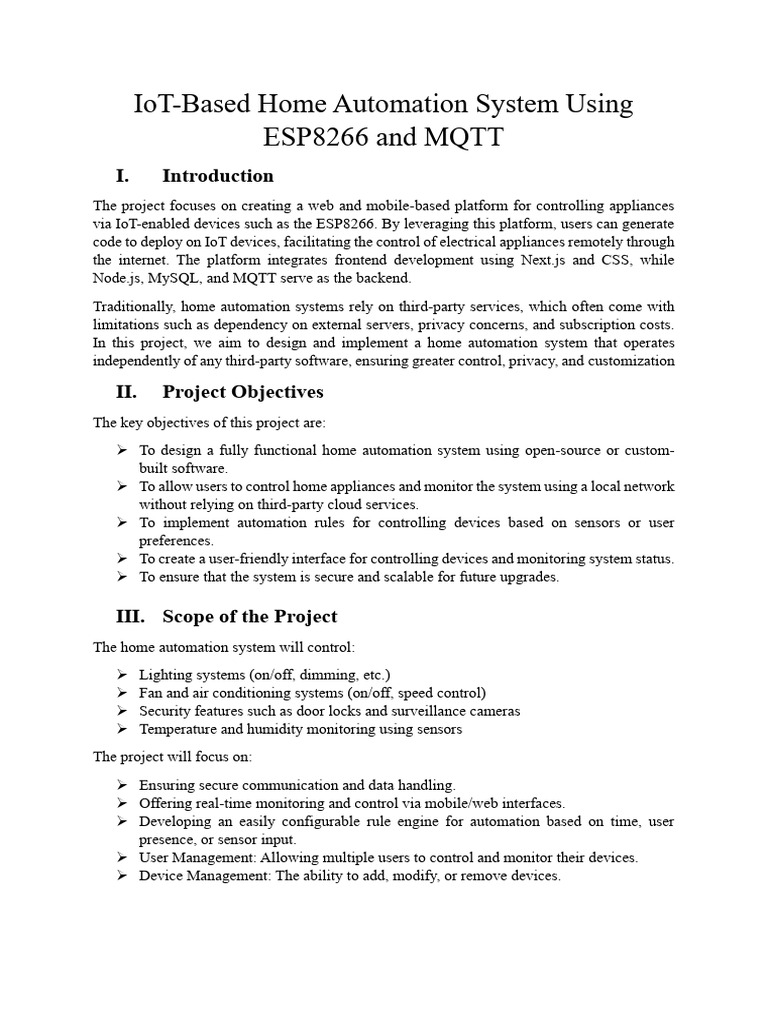 Iot Based Home Automation System Using Esp8266 And Mqtt Pdf Internet Of Things Home Automation 3143