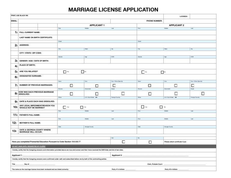 Fulton County Marriage License Form | PDF | Annulment | Social Conventions