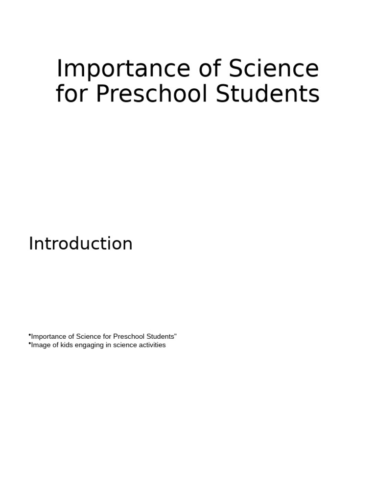 Importance of Science For Preschool Students | PDF