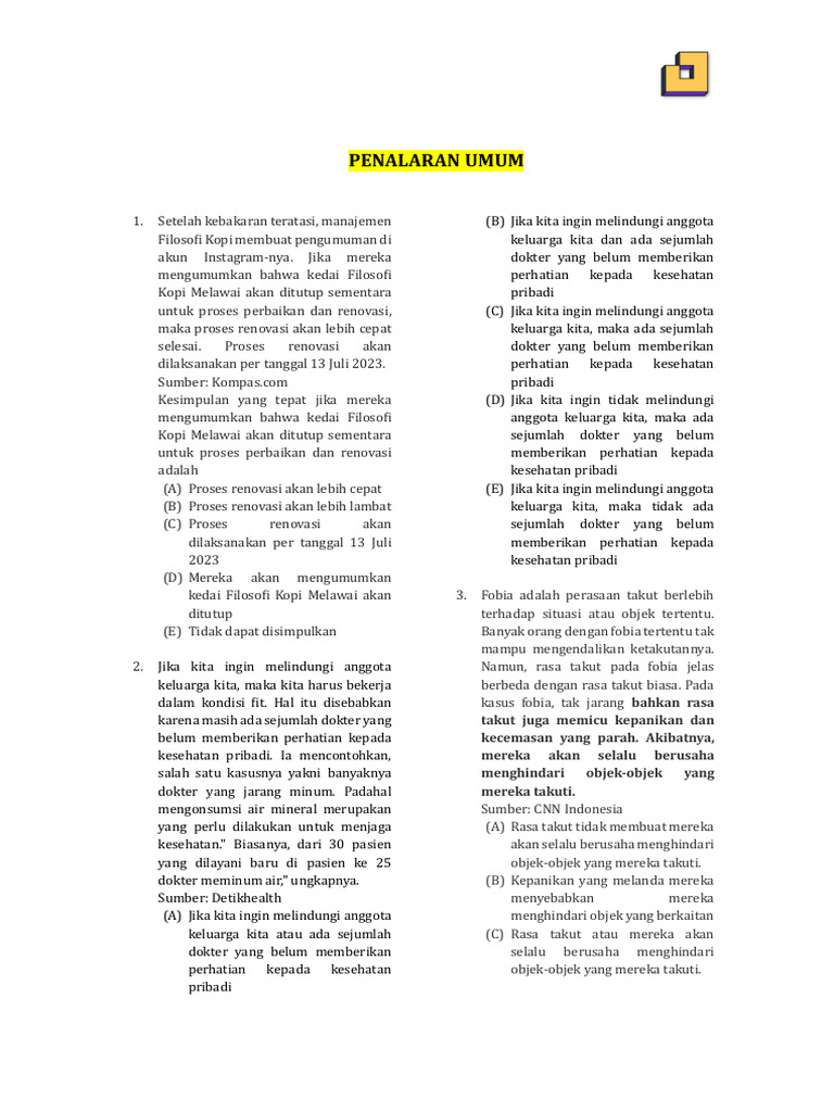 [Soal] Penalaran Umum 001 | PDF