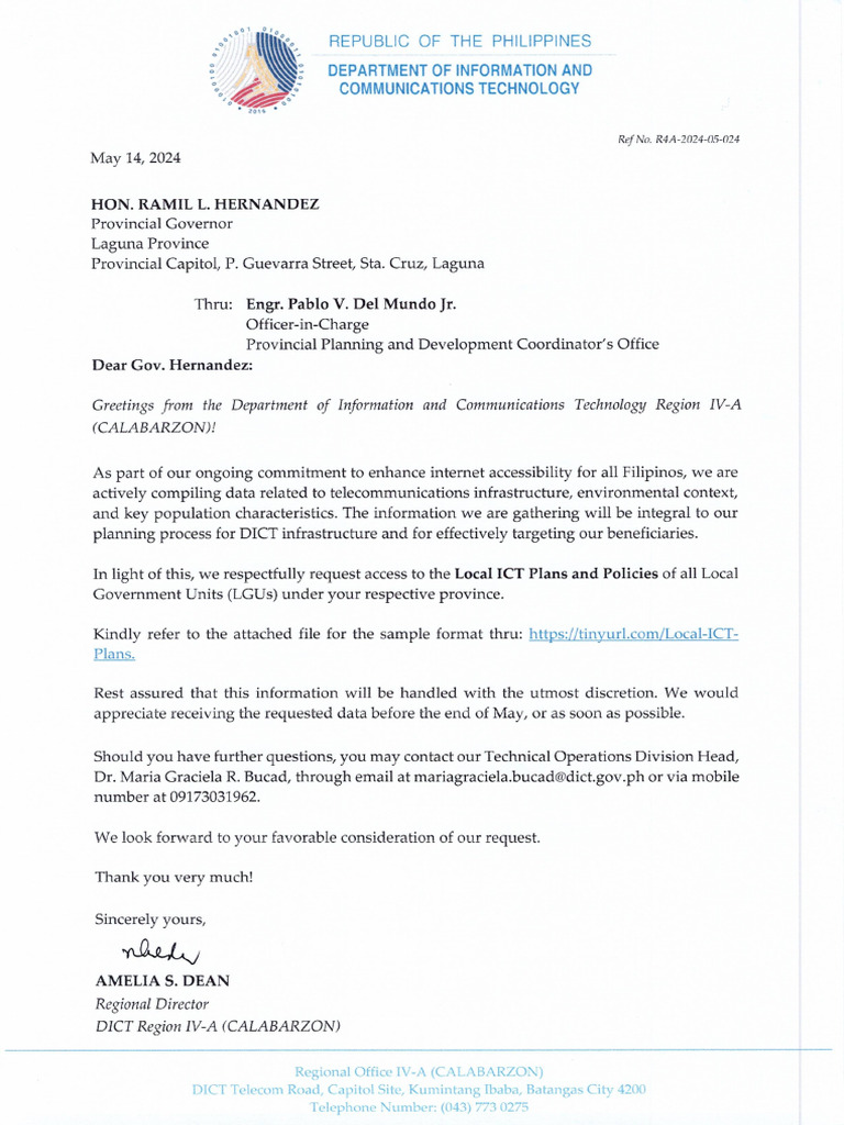Endorsement Letter (Laguna) | PDF