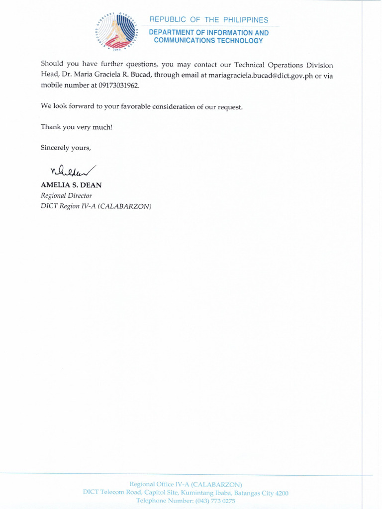 Endorsement Letter (NTC) | PDF