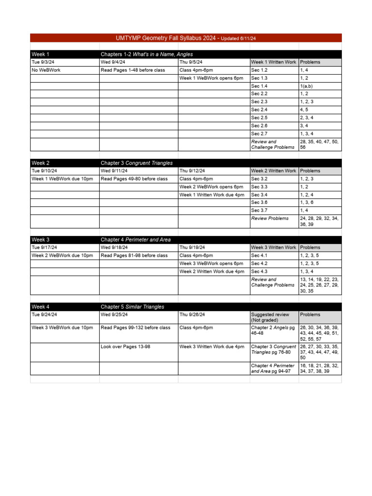 Geometry Fall 2024 Syllabus | PDF | Geometry | Mathematics