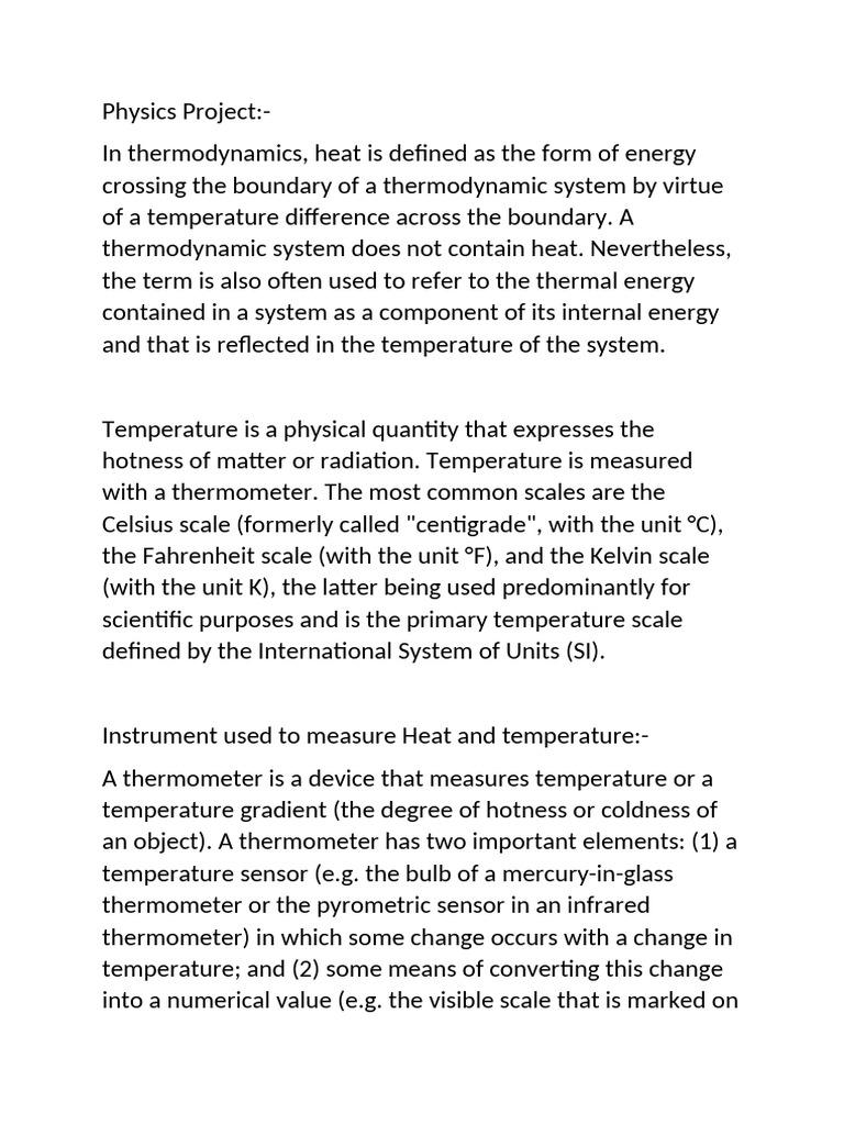 Physics Project | PDF | Thermometer | Climate Change