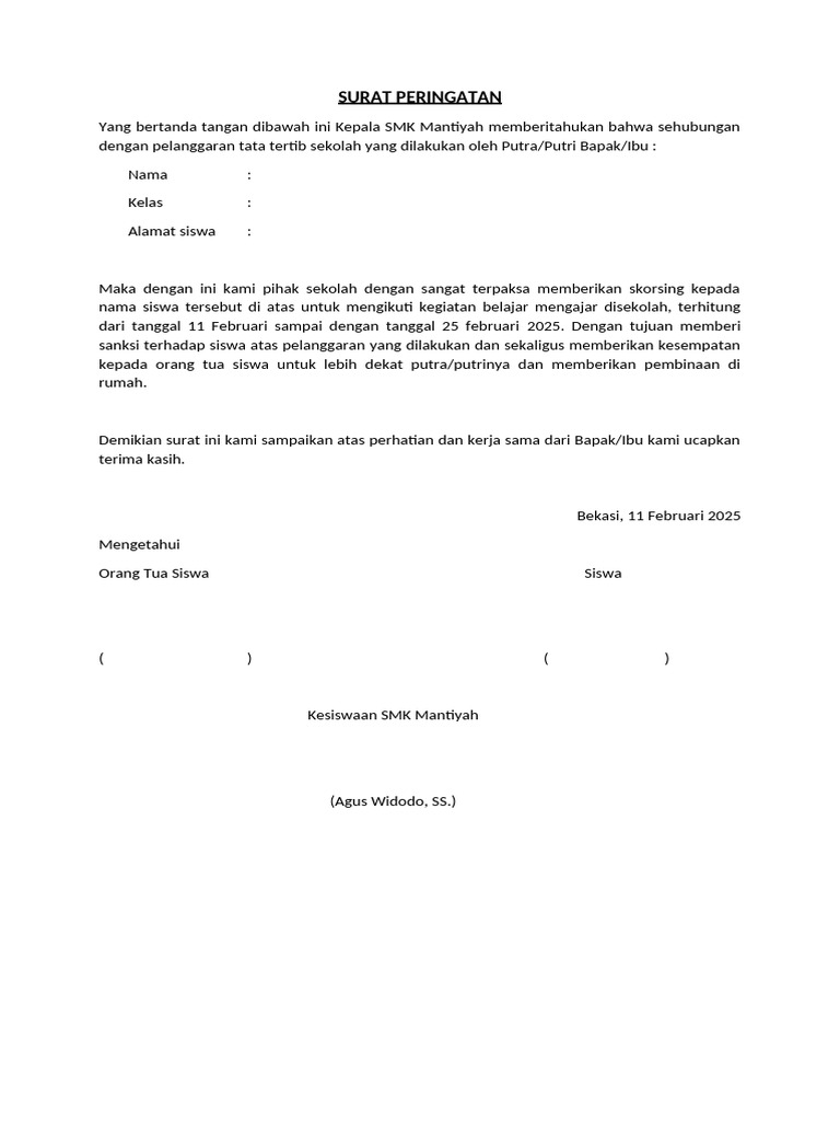 Surat Peringatan | PDF