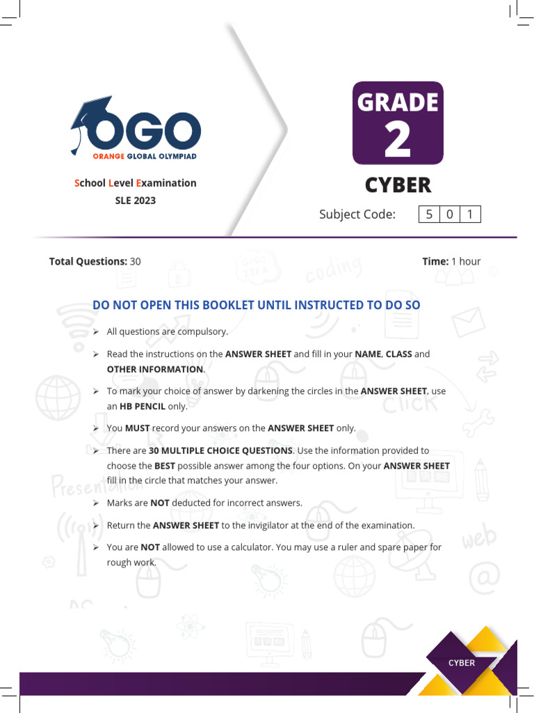 OGO Cyber Paper Grade 2 | PDF | Area | Computing