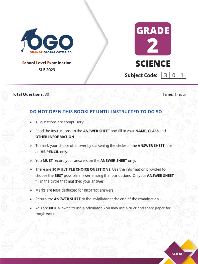 Science SLE Paper Grade 2 | PDF