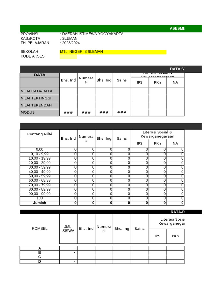 Data Nilai Aln - Kl9 | PDF