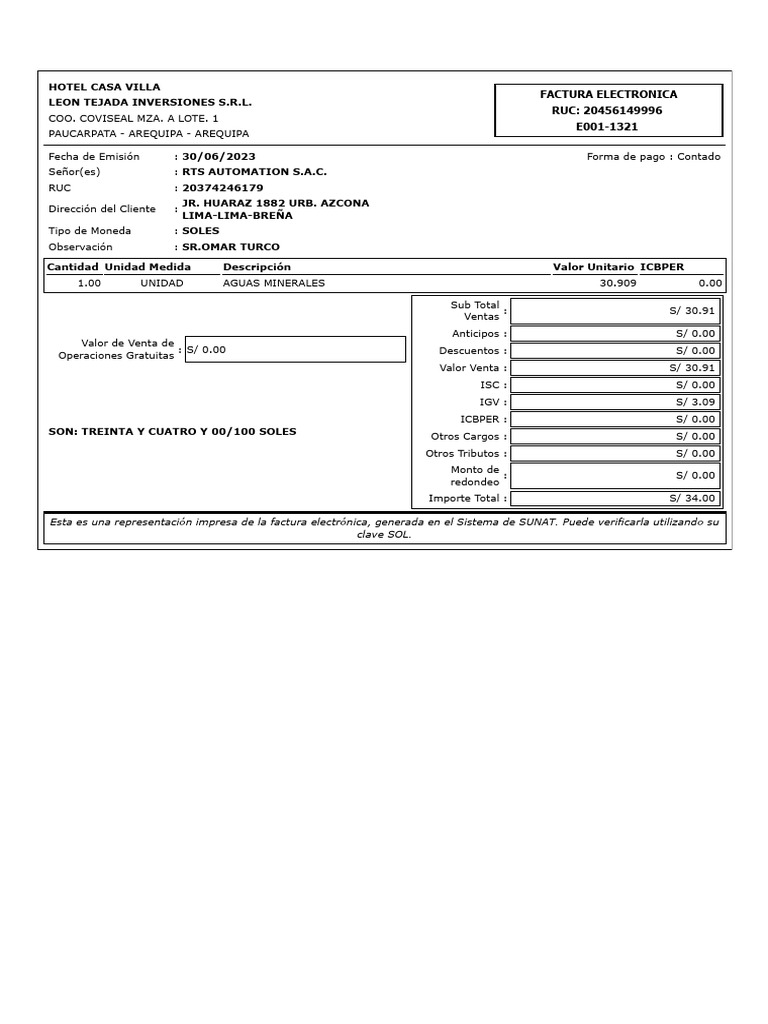 E001-1321 Rts Automation Sac | PDF | Tecnología bancaria | Servicios ...