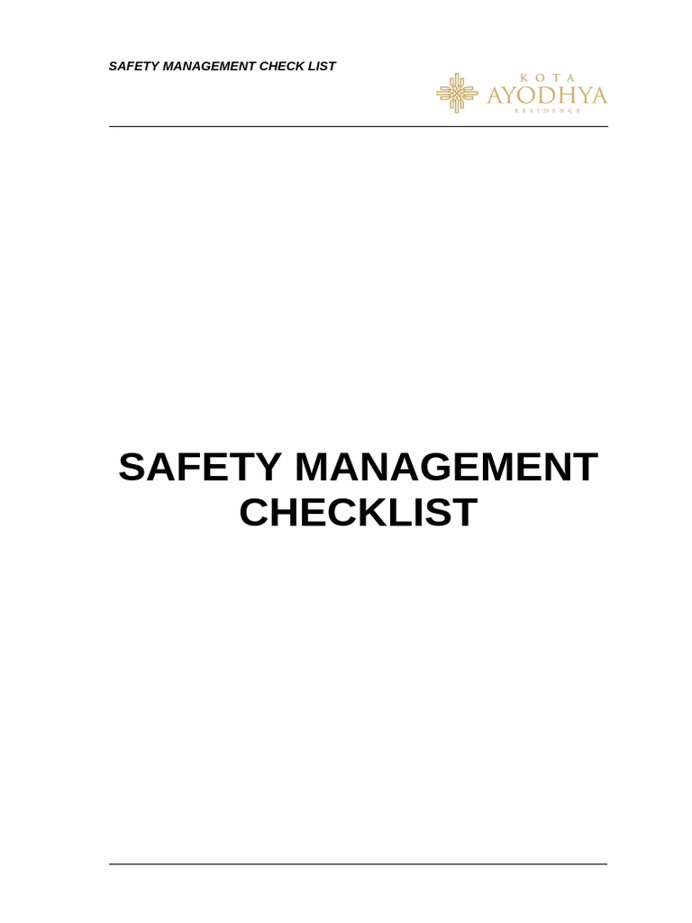 Safety Management Check List | PDF | Occupational Safety And Health ...