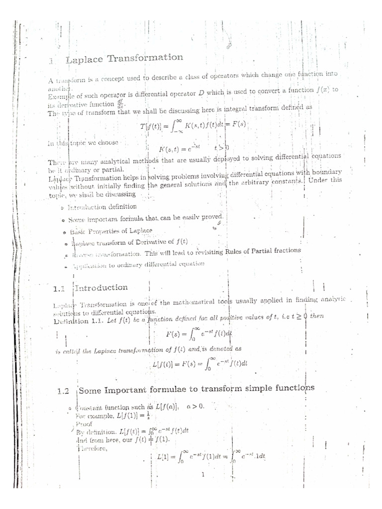 LAPLACE TRANSFORMATION(1) | PDF