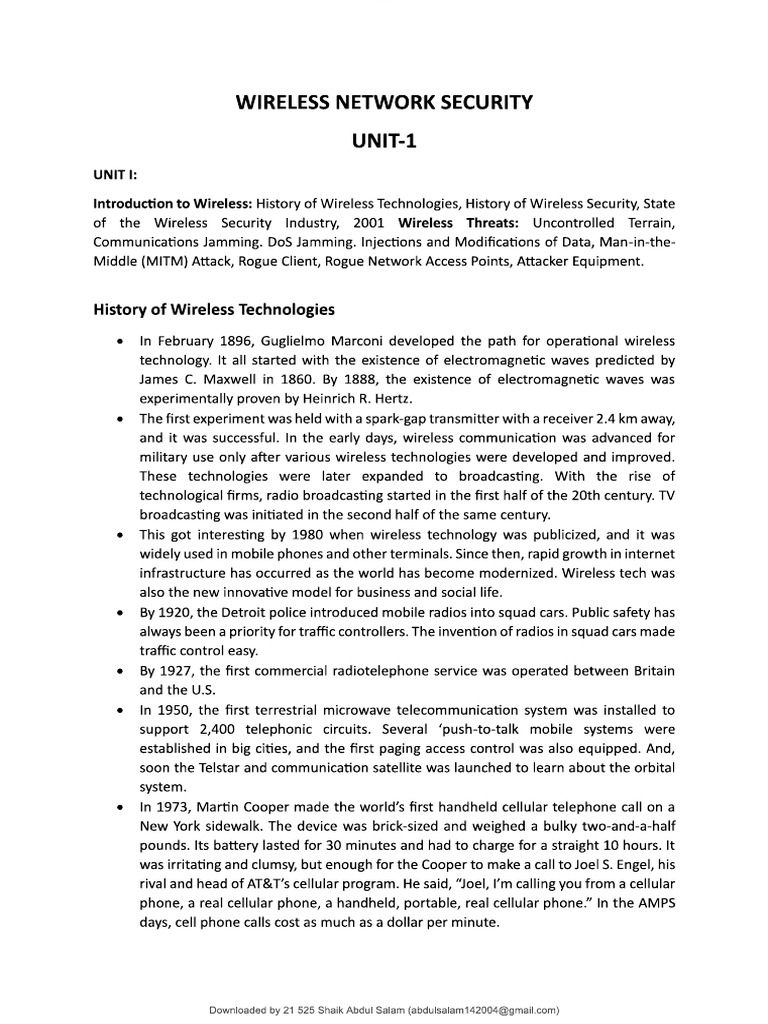WNS Unit - 1 | PDF