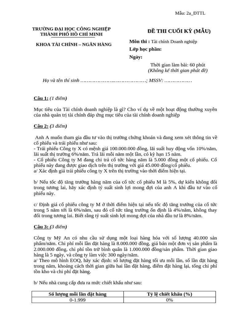 TCDN - CK - de Thi Mau | PDF