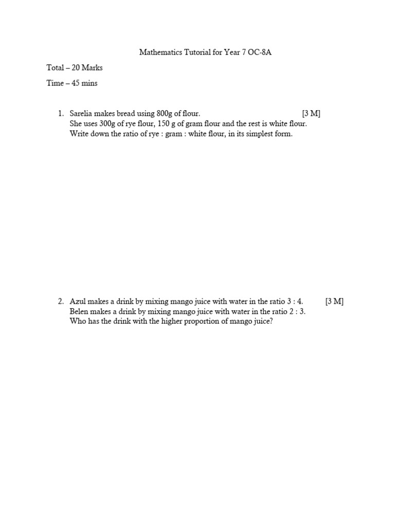 Mathematics Tutorial For Year 7 OC | PDF