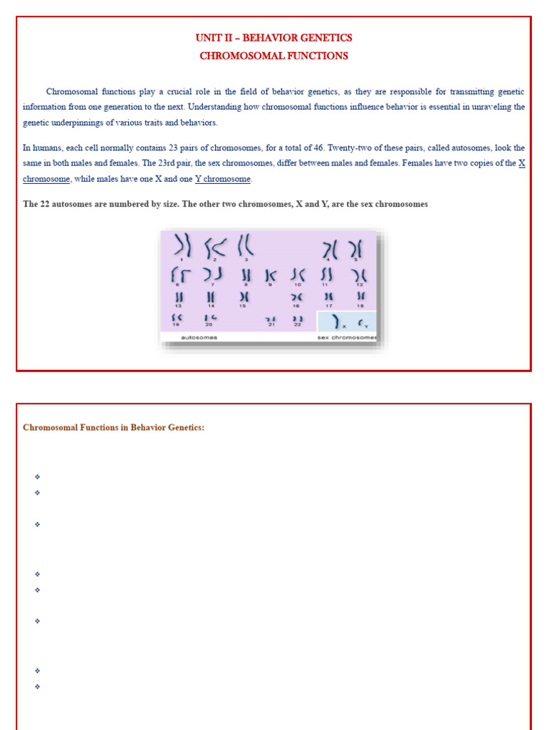 Chromosomal Functions in Behavior Genetics | PDF | Genetics | Chromosome