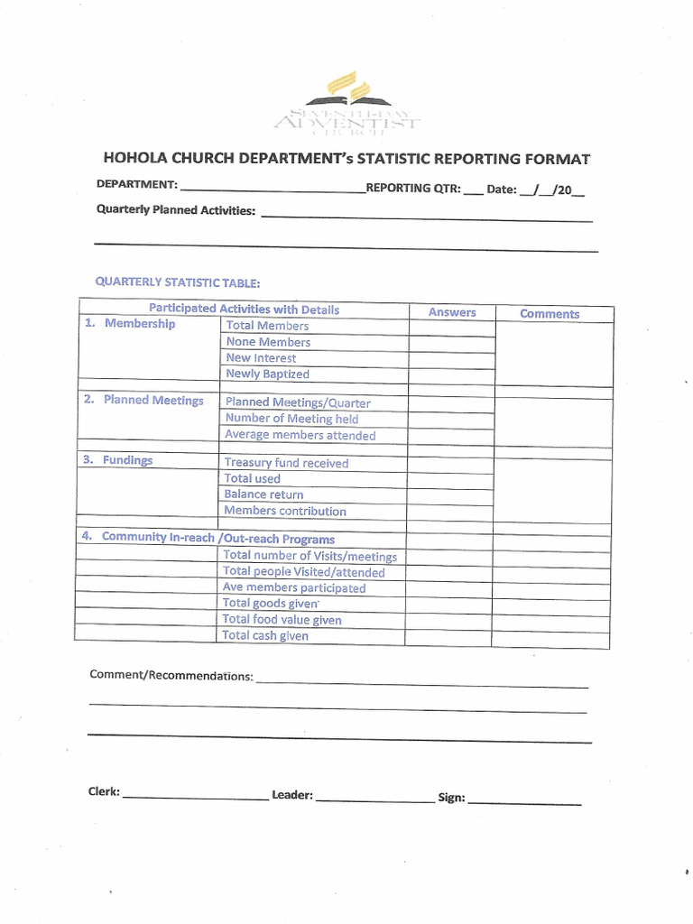 Elders Report Form 25 | PDF