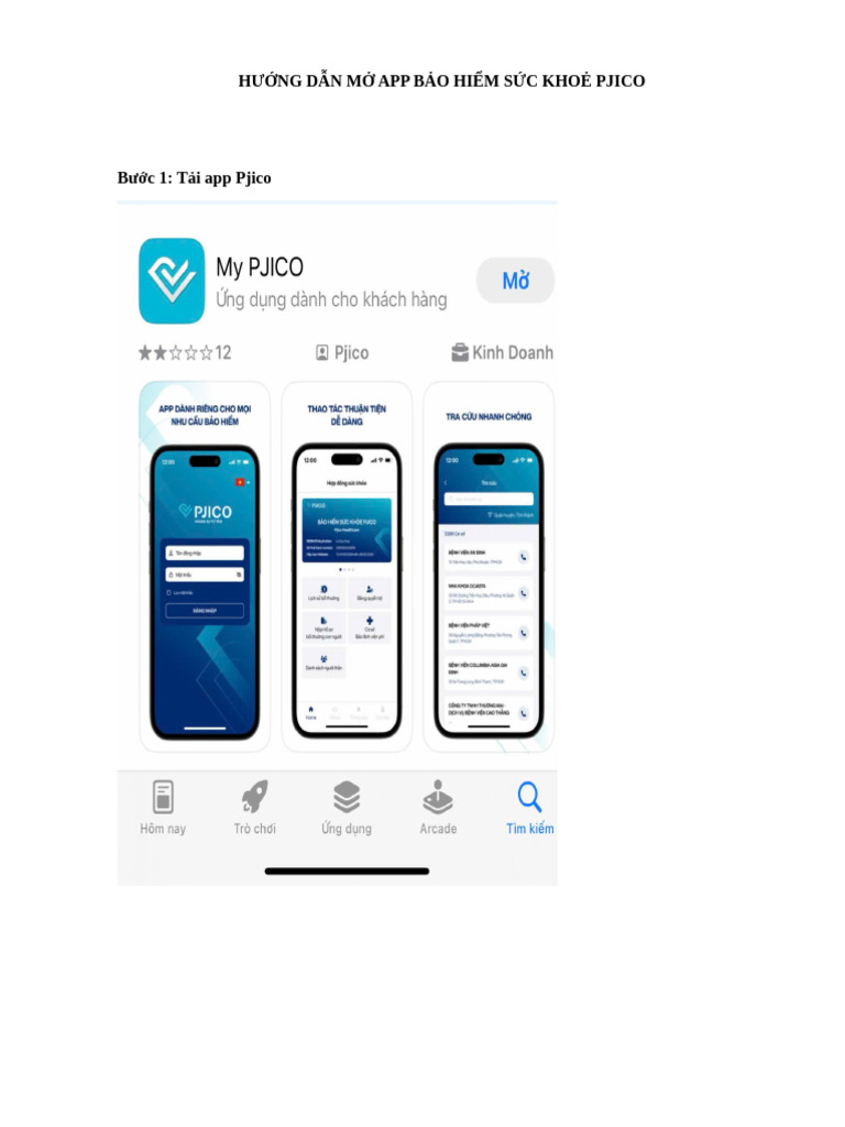 HD cài App bảo hiểm Pjico | PDF