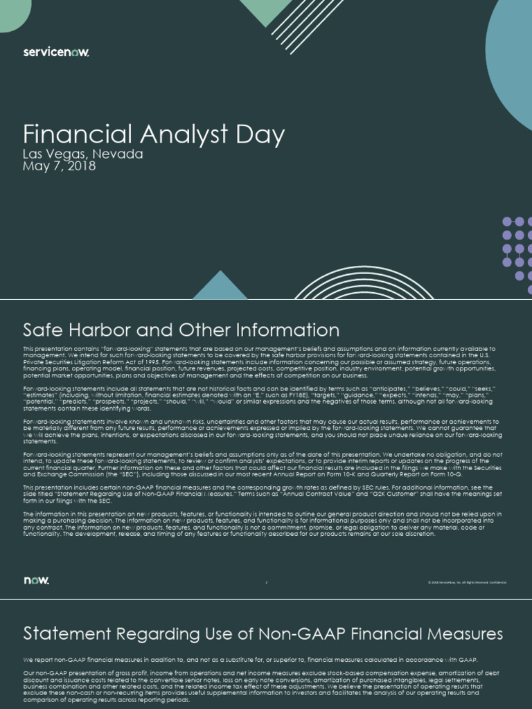 ServiceNow 2018 Financial Analyst Day | PDF | Free Cash Flow ...