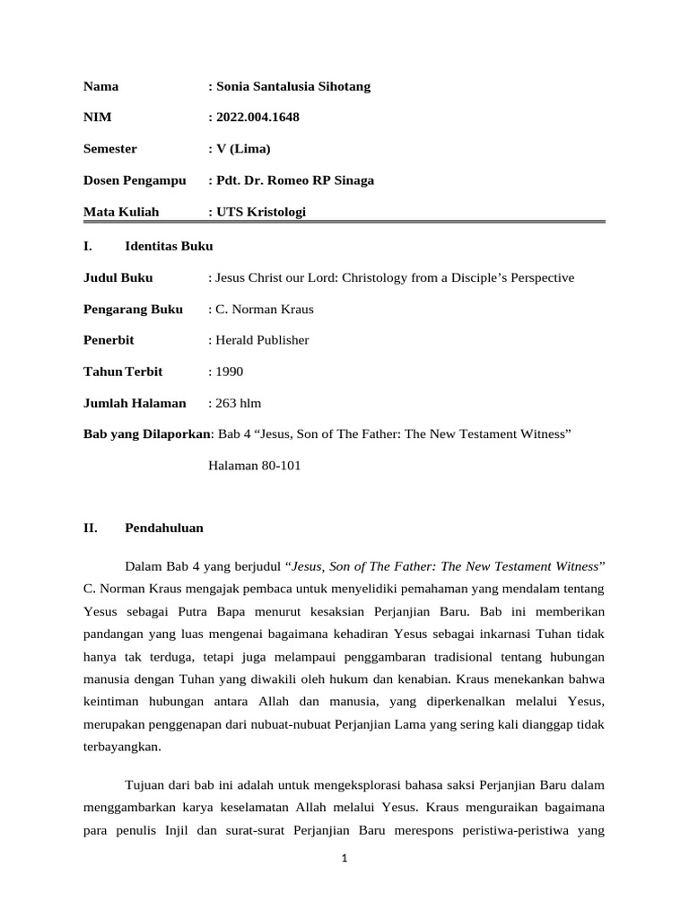 UTS Kristologi FIX | PDF