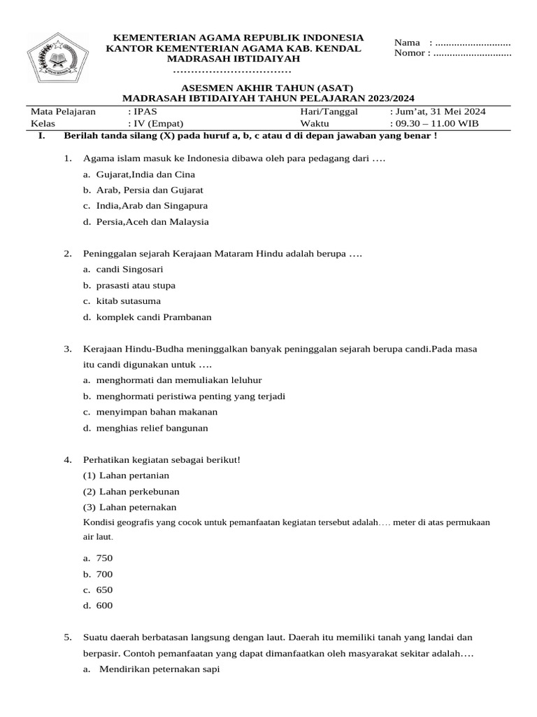 Soal ASAT IPAS Kls 4 | PDF