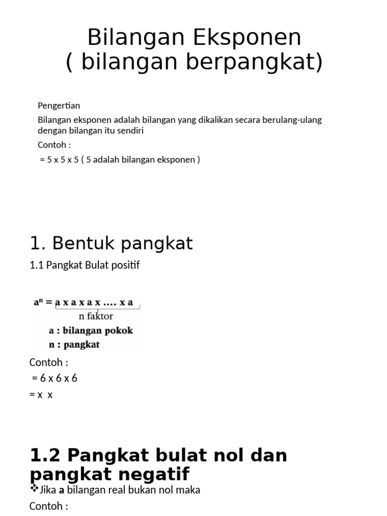 Pengertian dan Sifat Bilangan Eksponen | PDF