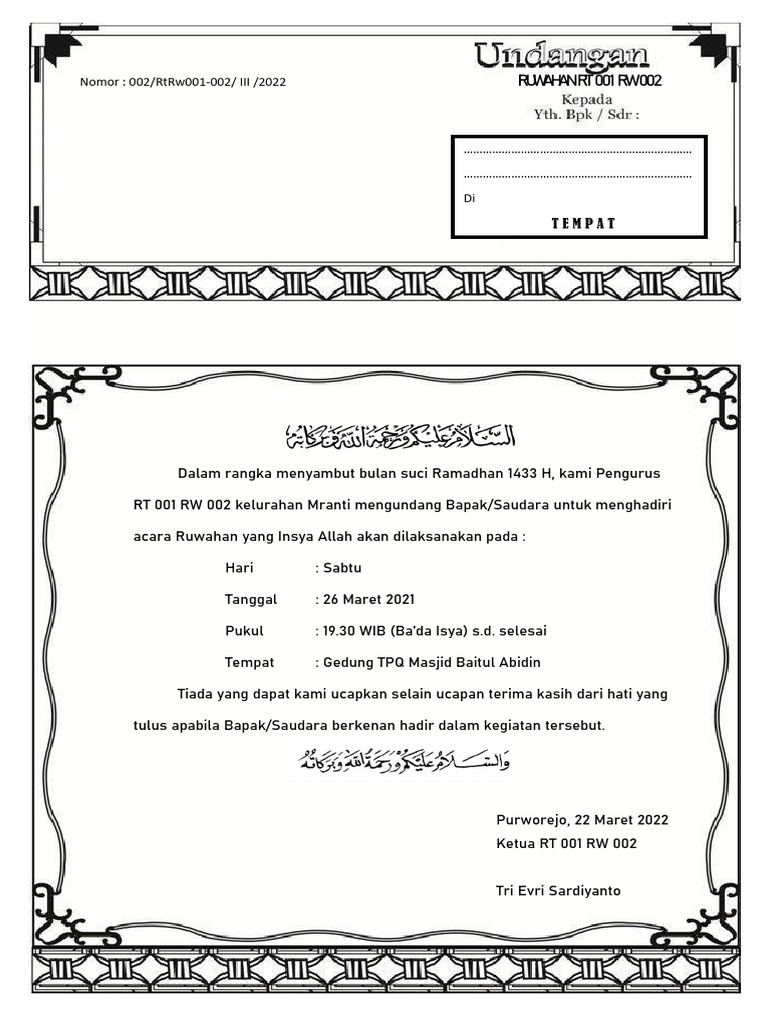Surat Undangan Ruwahan | PDF