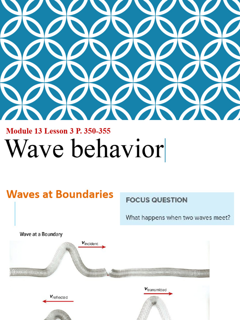 G9 M 13 Lesson 3_ Wave Behavior | PDF | Waves | Reflection (Physics)