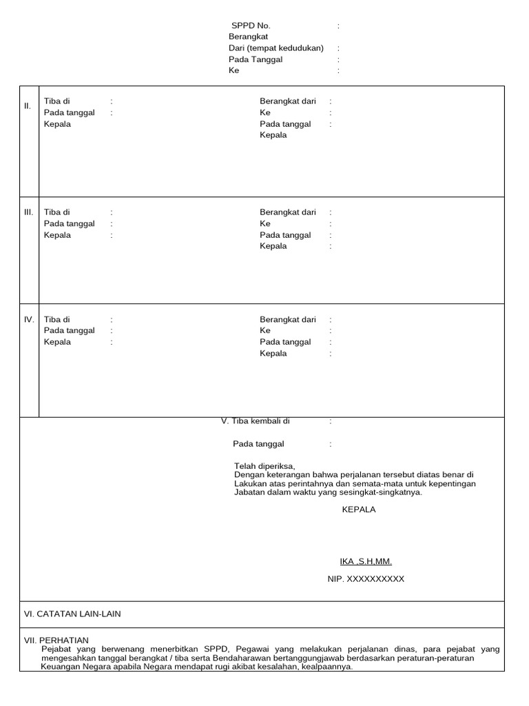 Blangko SPPD (Kosong) | PDF