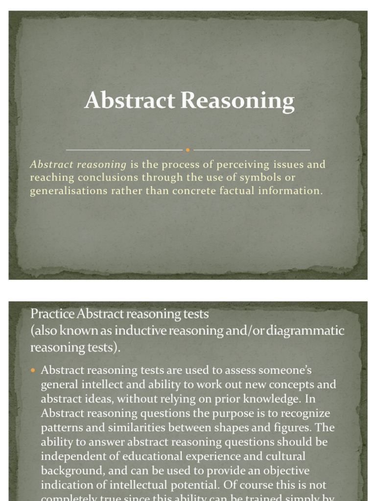 Understanding Abstract Reasoning Tests: Pattern Recognition, Logical ...