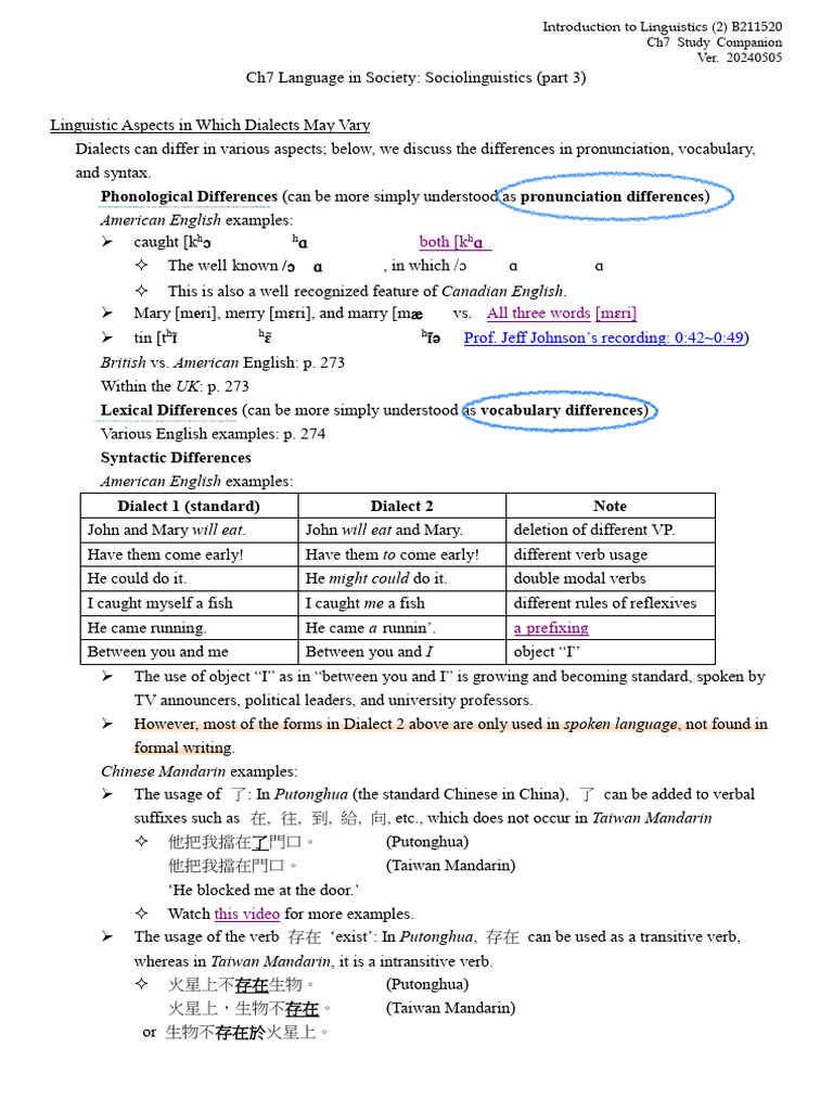 Dialect Variations in Language Use | PDF | Standard Chinese | English ...