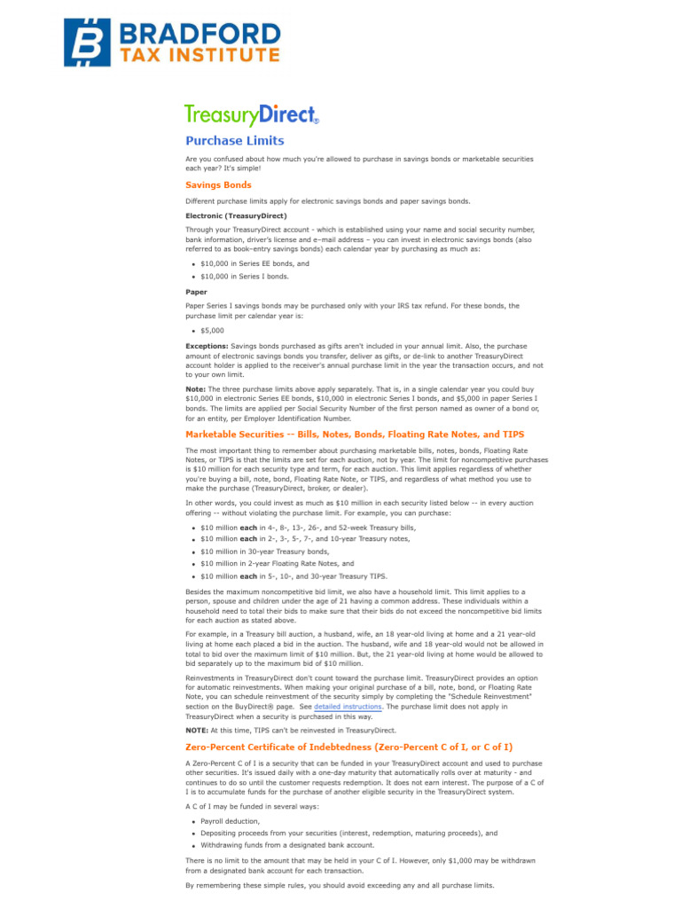 Treasury Direct Purchase Limits | PDF | Public Finance | Taxes