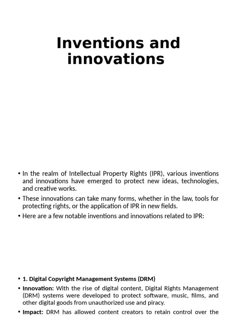 Inventions and Innovations | PDF | Intellectual Property | Patent